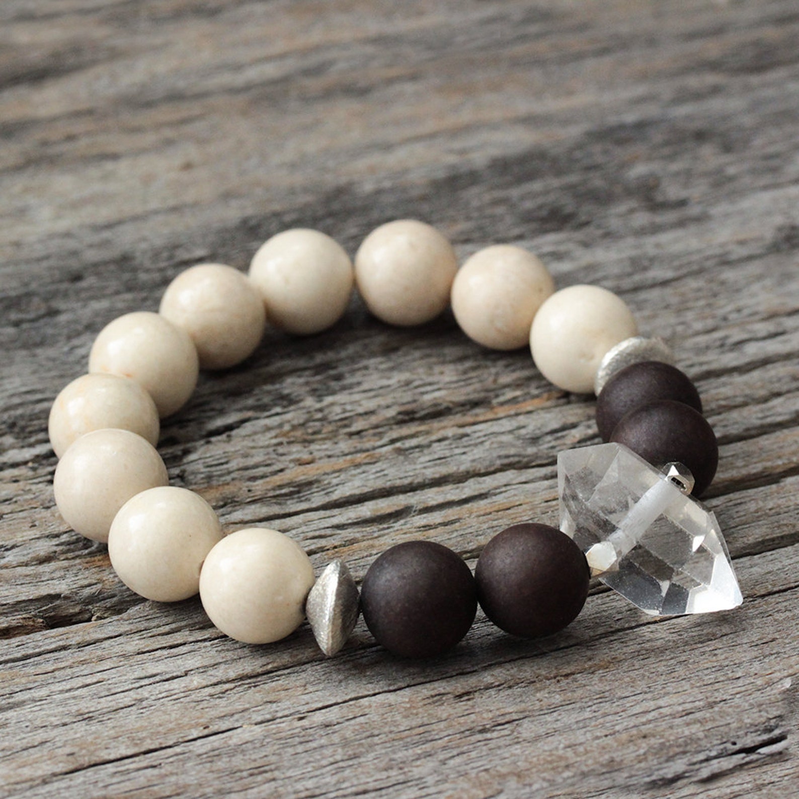 Crystal Jade Statement Bracelet in Sterling With Riverstone - Etsy