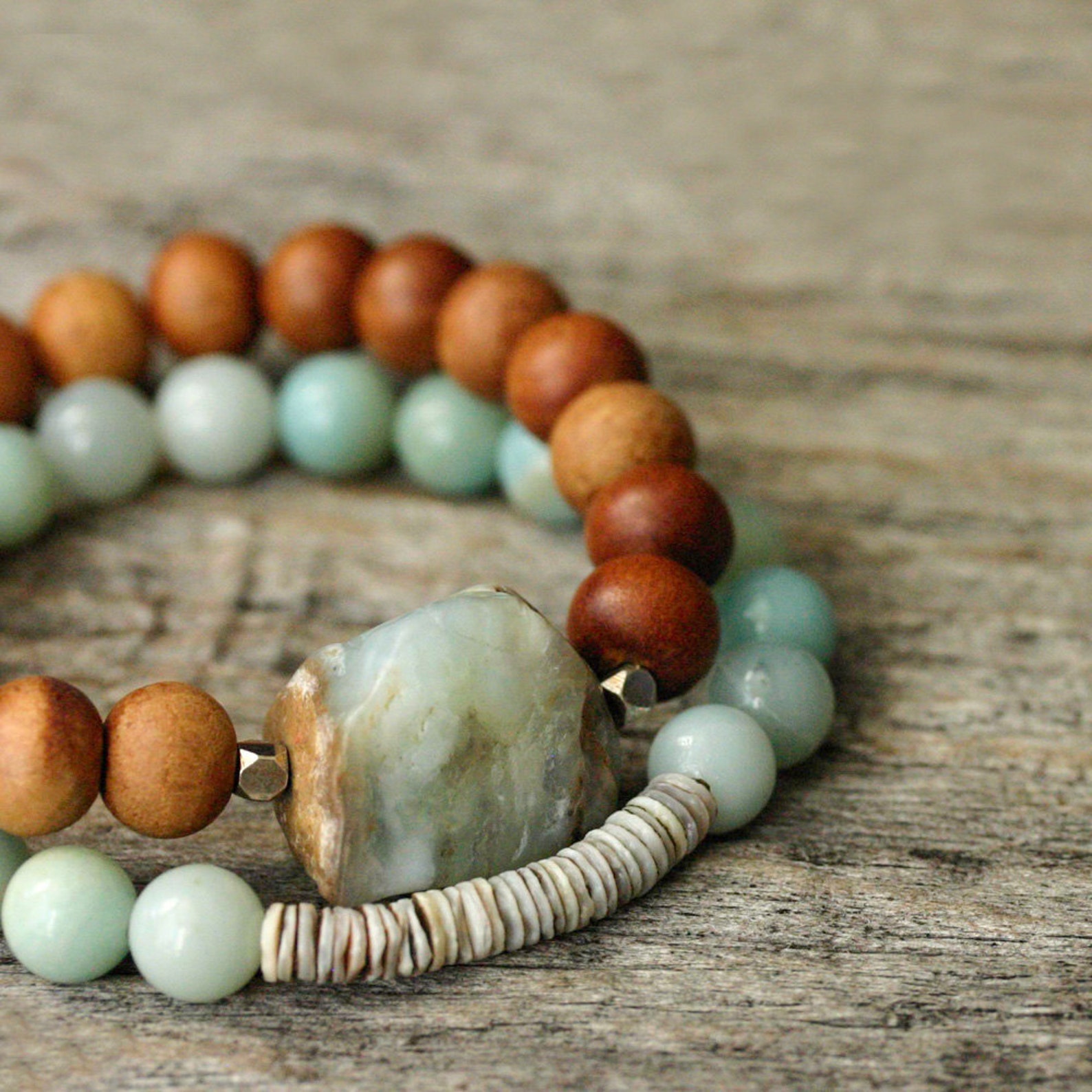 Blue Shell Stacking Bracelet / Amazonite Grey Shell Beaded - Etsy