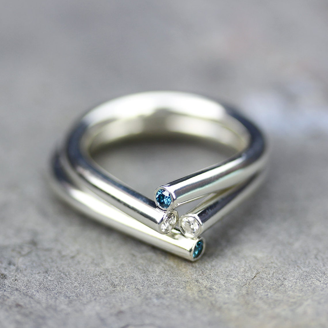 Diamond Ring 14K Gold Raindrop Ring / Stacking Diamond Ring - Etsy