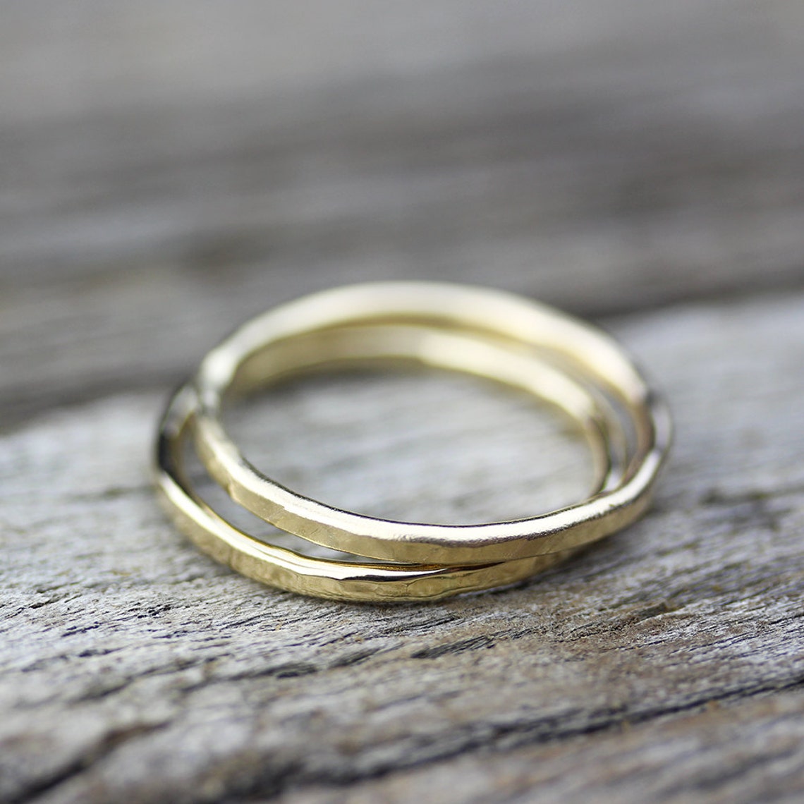 14K Gold Stacking Rings / Solid Gold Skinny Rings Pink Gold - Etsy