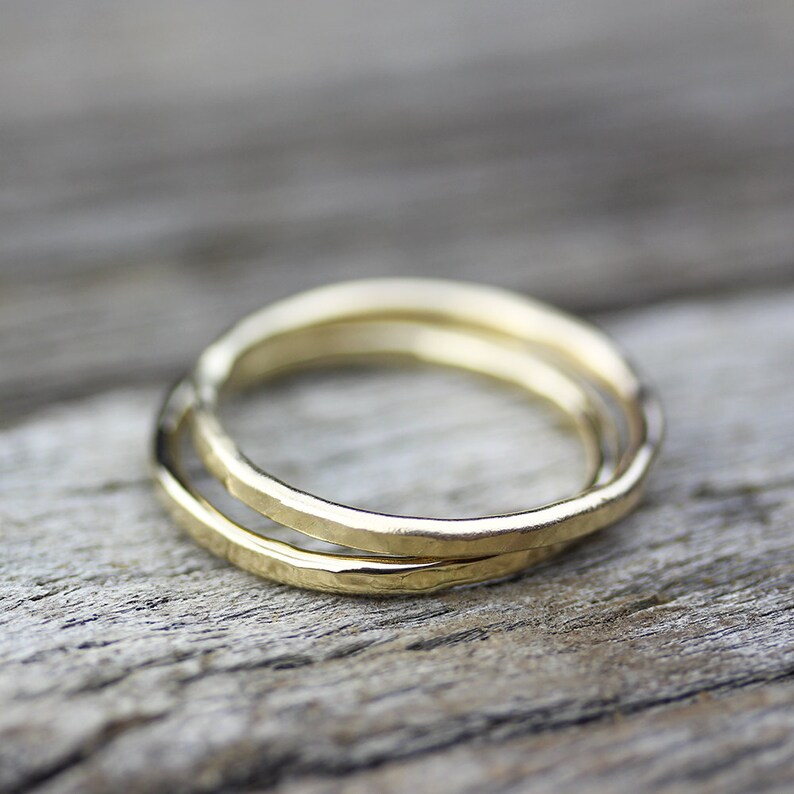 14K Gold Stacking Rings / Solid Gold Skinny Rings Pink Gold - Etsy