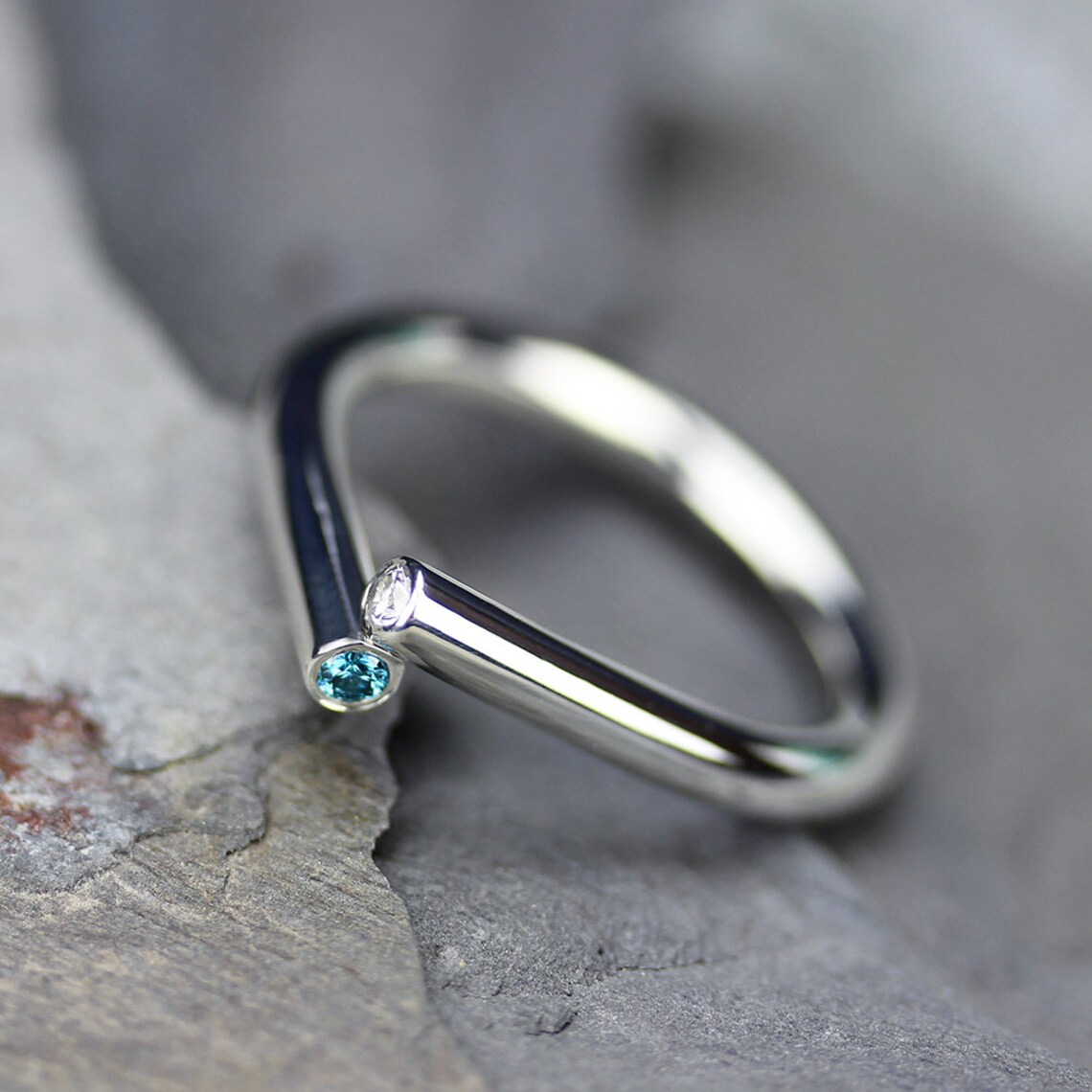 Diamond Ring 14K Gold Raindrop Ring / Stacking Diamond Ring - Etsy