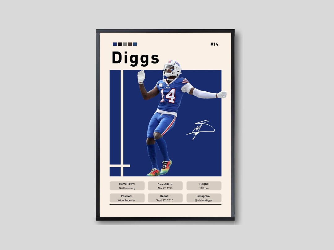 Stefon Diggs Poster, Buffalo Bills Poster, Sports Poster, NFL Poster ...