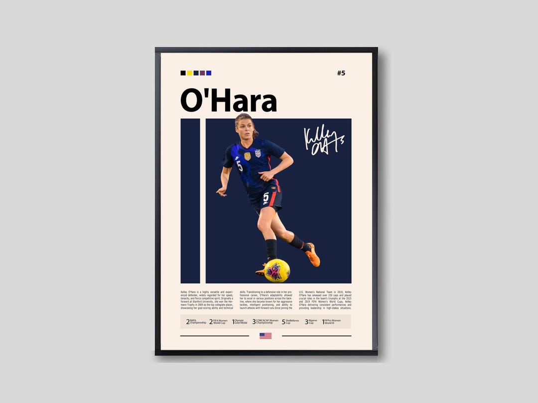 Kelley O'hara Poster, USWNT Printable Art, Iconic Soccer Wall Art, O ...