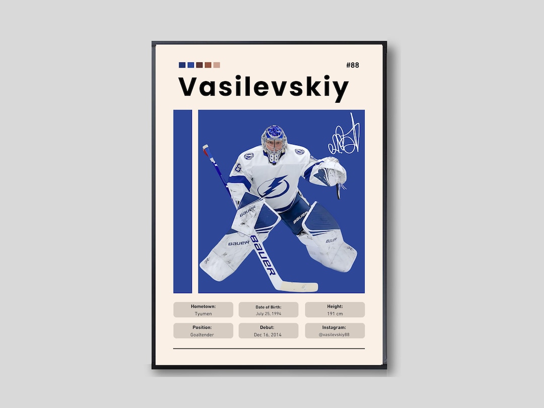 Anderi Vasilevskiy Poster, Tampa Bay Lightning, NHL Poster, Hockey ...