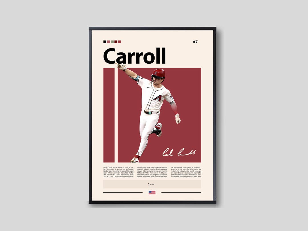 Corbin Carroll Poster, Arizona Diamondbacks Print, Baseball Poster ...