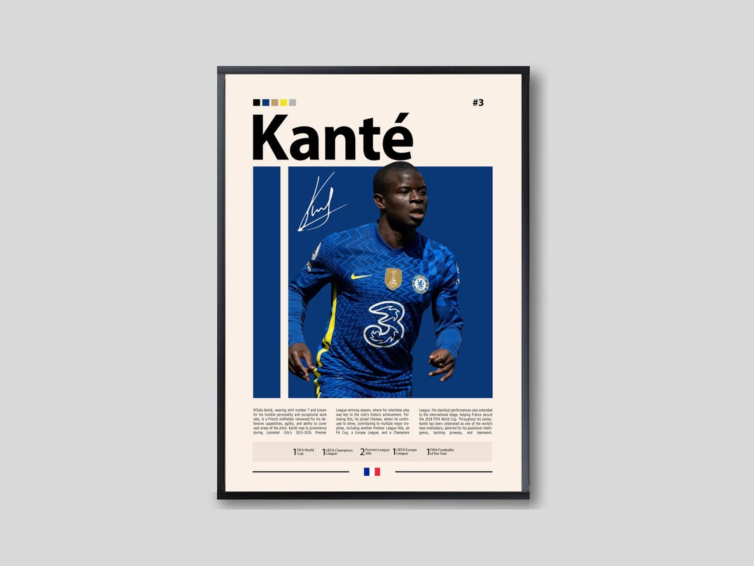 N'golo Kante Poster, Chelsa F.C Print, Sports Poster, Soccer Gift ...
