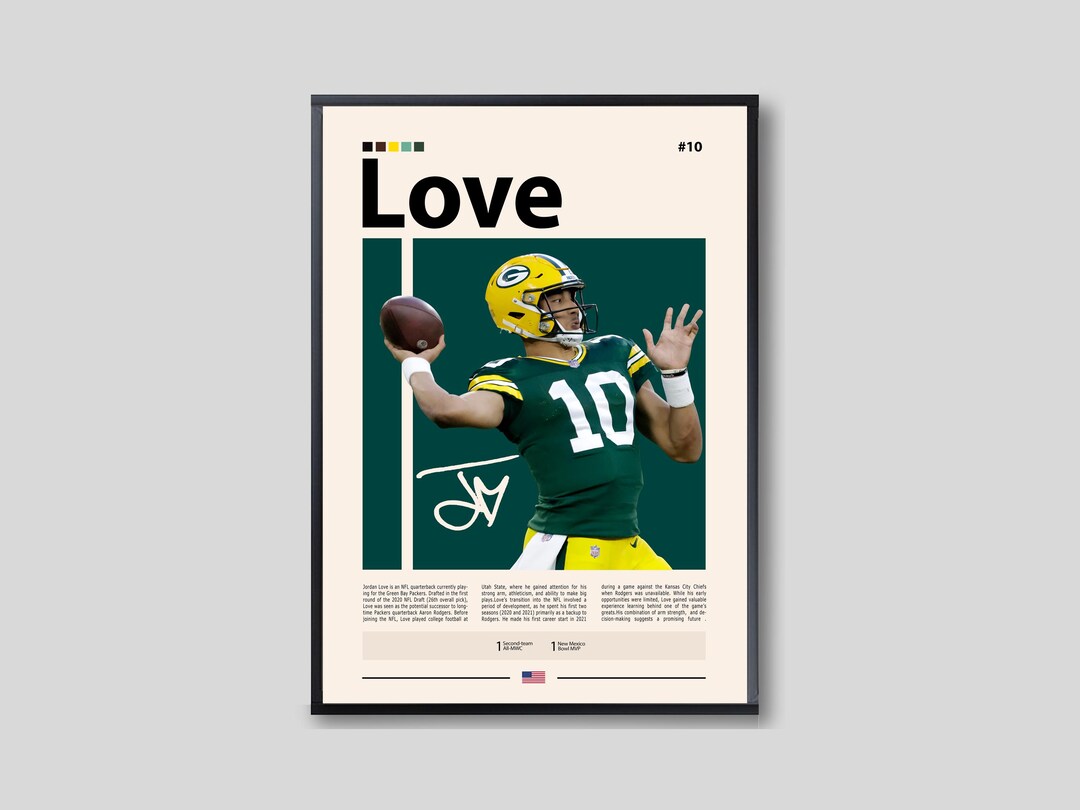 Jordan Love Poster, Green Bay Packers Poster, Sports Poster, NFL Poster ...