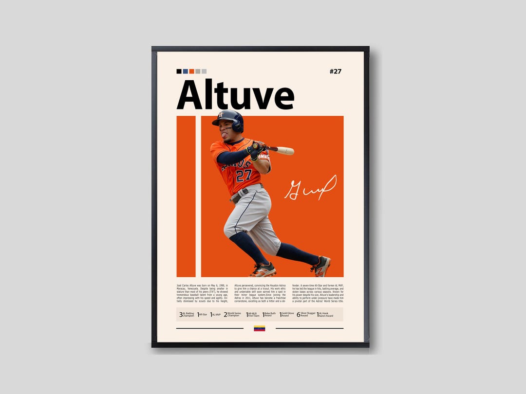 Jose Altuve Poster, Houston Astros Poster, Sports Poster, Baseball ...
