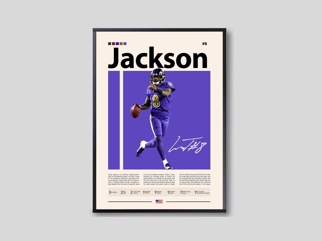 Lamar Jackson Poster, Baltimore Ravens Poster, Sports Poster, NFL ...