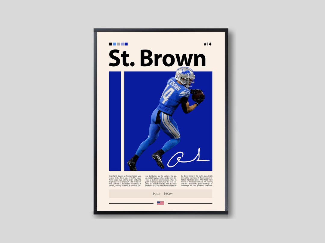 Amon-ra St. Brown Poster, Detroit Lions Poster, Sports Poster, NFL ...