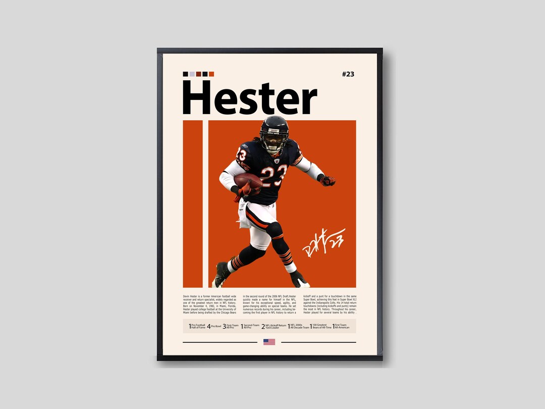 Devin Hester Poster, Chicago Bears Poster, Sports Poster, NFL Poster ...