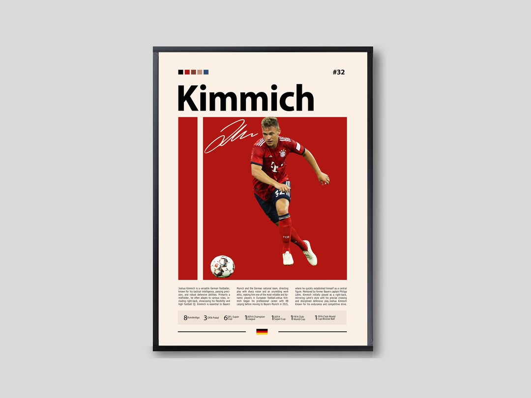 Joshua Kimmich, Bayern Munich Poster, Bundesliga Football Art, Midfield ...