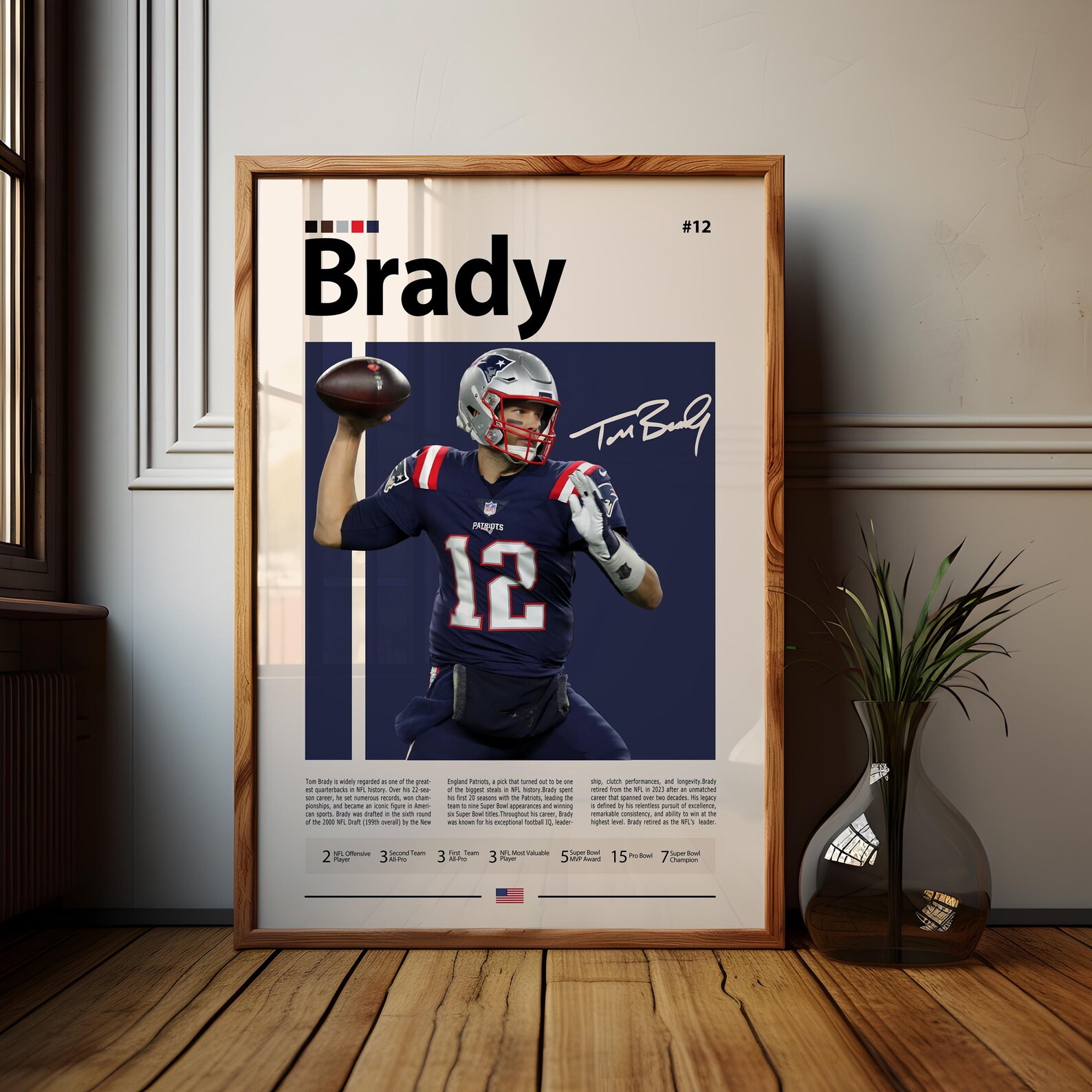 Tom Brady Poster, New England Patriots Poster, Sports Poster, NFL ...