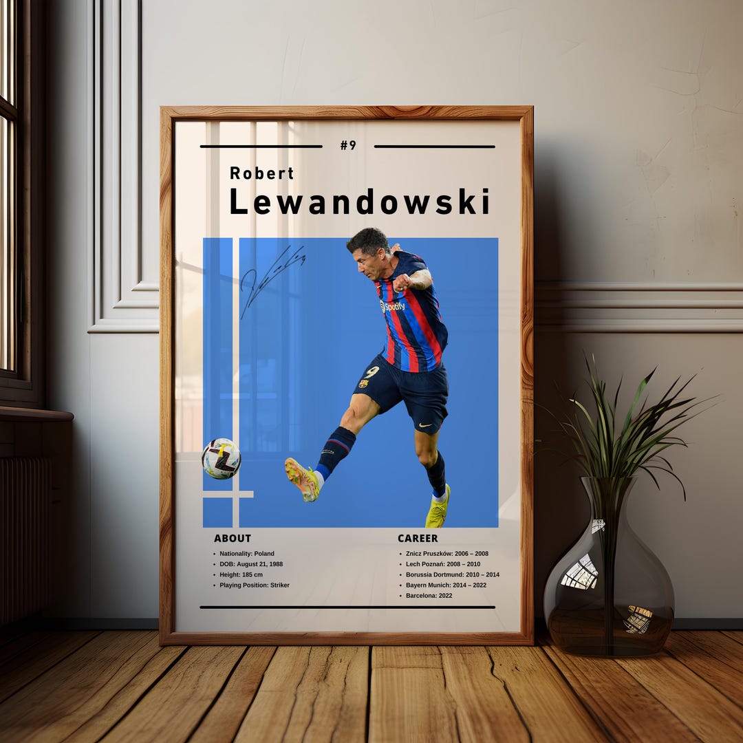 Robert Lewandowski Poster, Barcelona Poster, Soccer Gifts, Football ...
