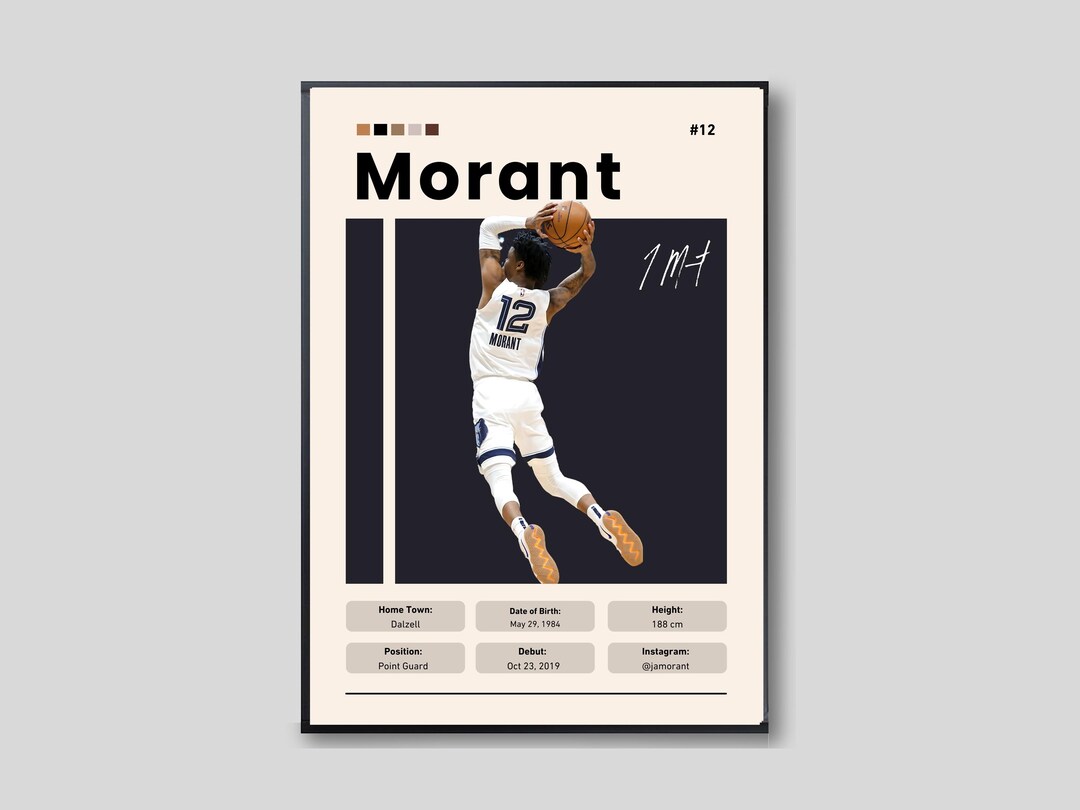 Ja Morant Poster, Memphis Grizzlies Poster, Sports Poster, NBA Poster ...