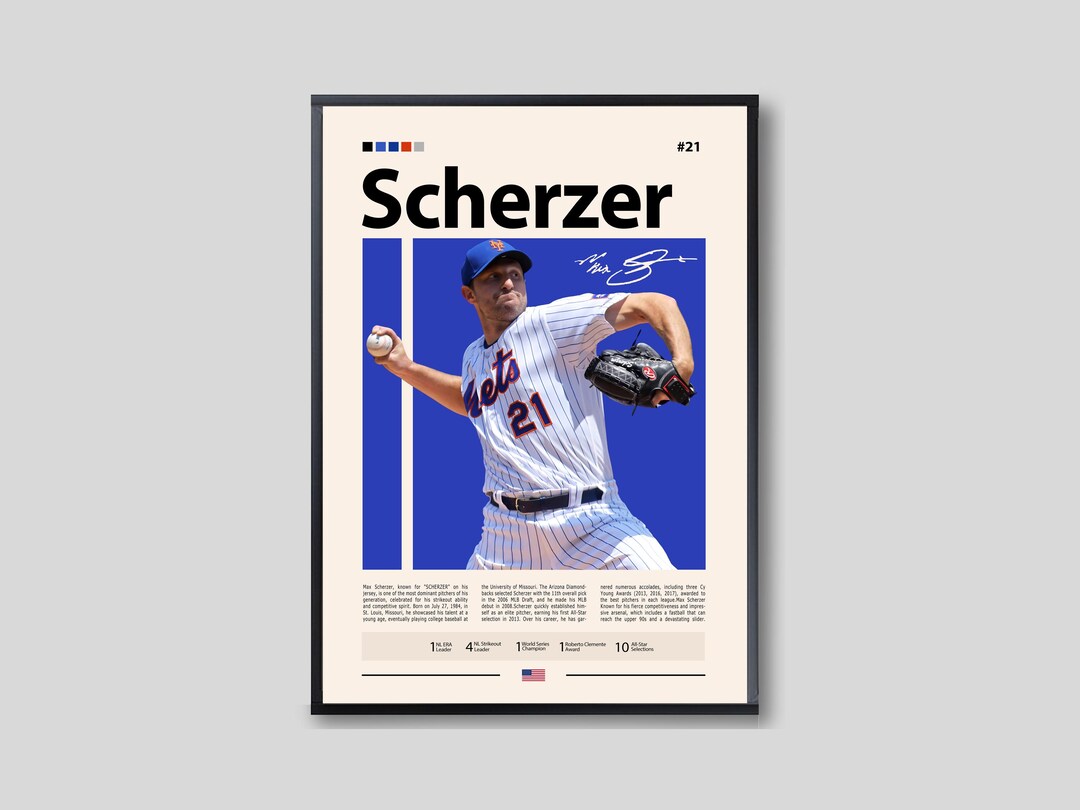 Max Scherzer Poster, Texas Rangers Poster, Sports Poster, Baseball ...