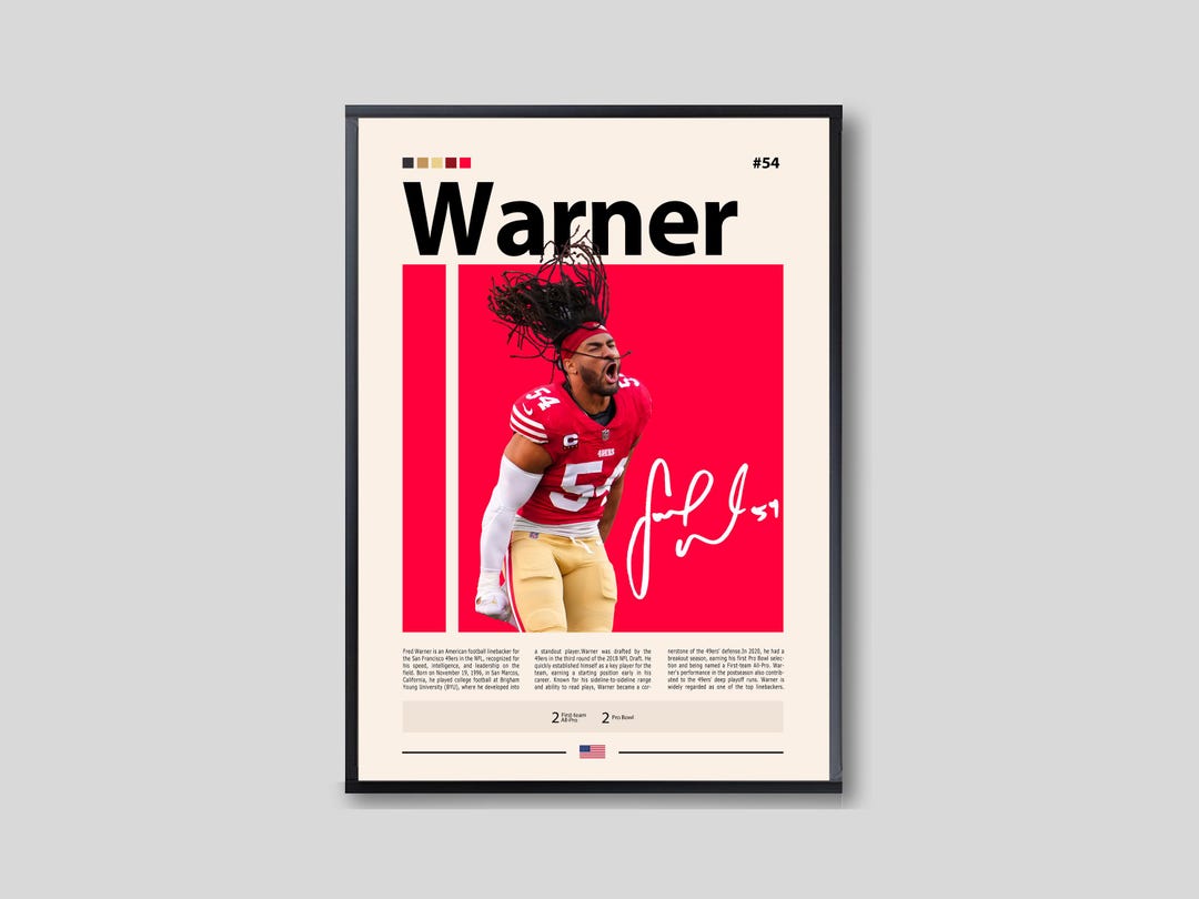 Fred Warner Poster, San Francisco 49ers Poster, Sports Poster, NFL ...
