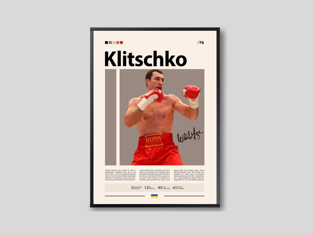 Klitschko Poster, Boxing Champion Wall Art, Sports Decor for Fans ...