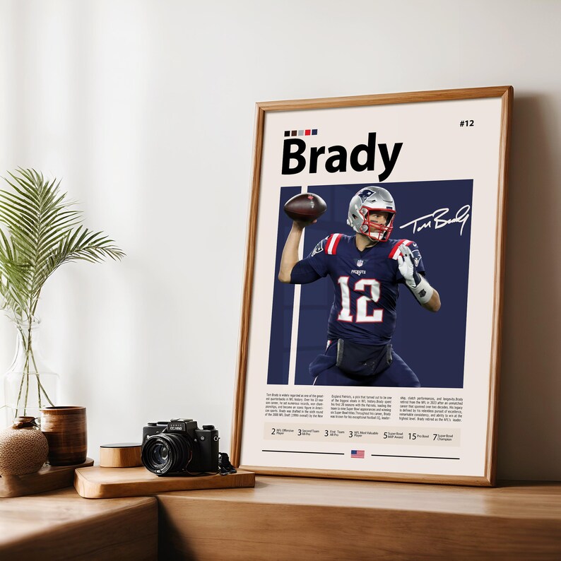 Tom Brady Poster, New England Patriots Poster, Sports Poster, NFL ...