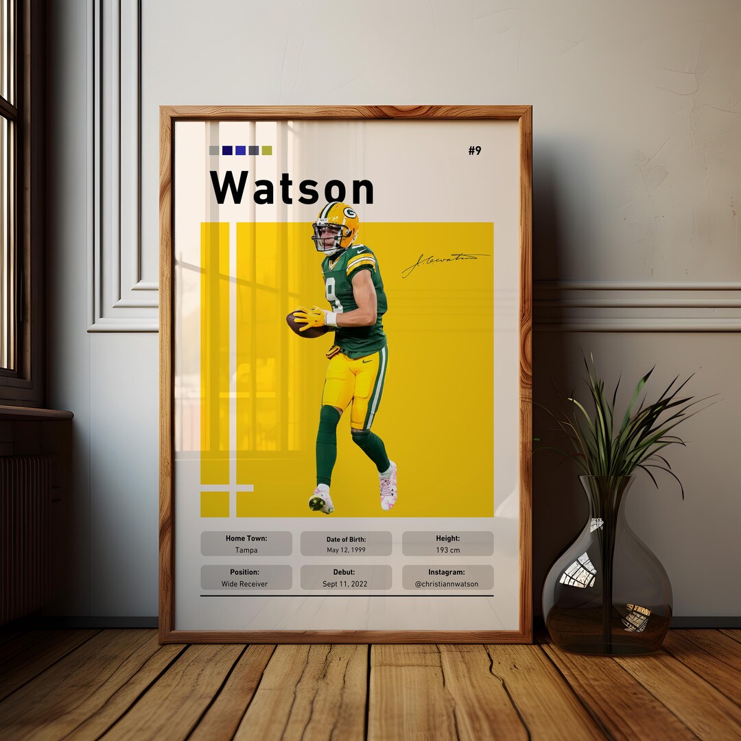 Christian Watson Poster, Green Bay Packer Poster, Sports Poster, NFL ...