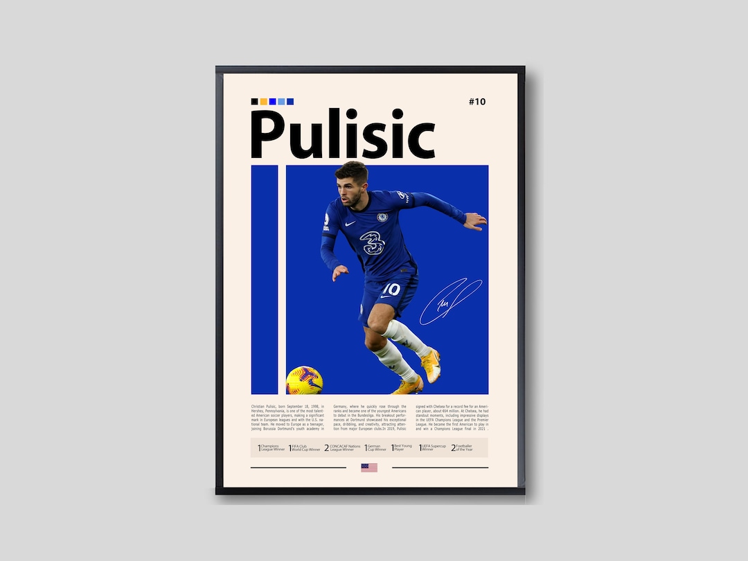 Christian Pulisic Poster, USMNT Poster, Soccer Gifts, Football Player ...