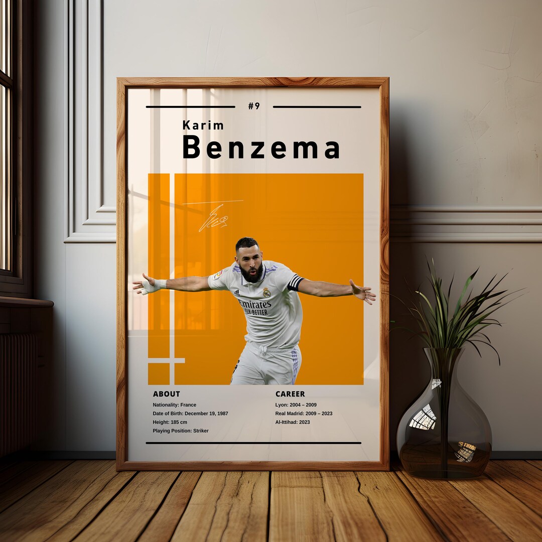Karim Benzema Poster, Real Madrid Poster, Soccer Gifts, Football Player ...