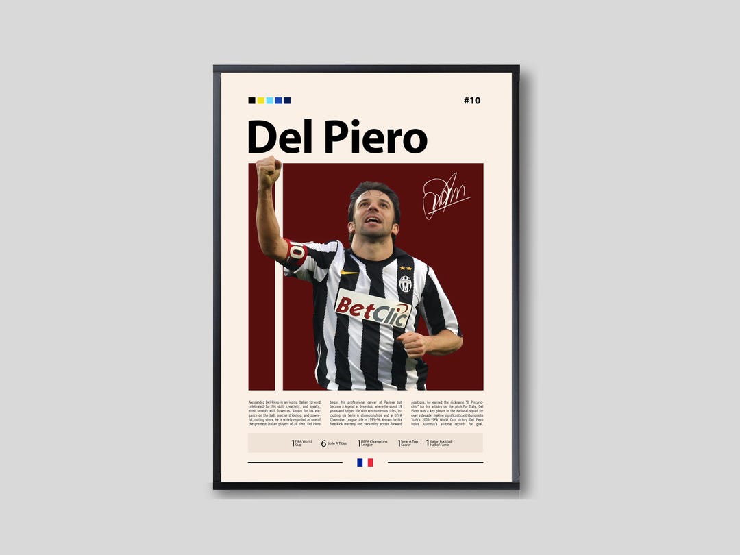 Alessandro Del Piero Poster, Juventus F.C, Sports Poster, Soccer Gift ...