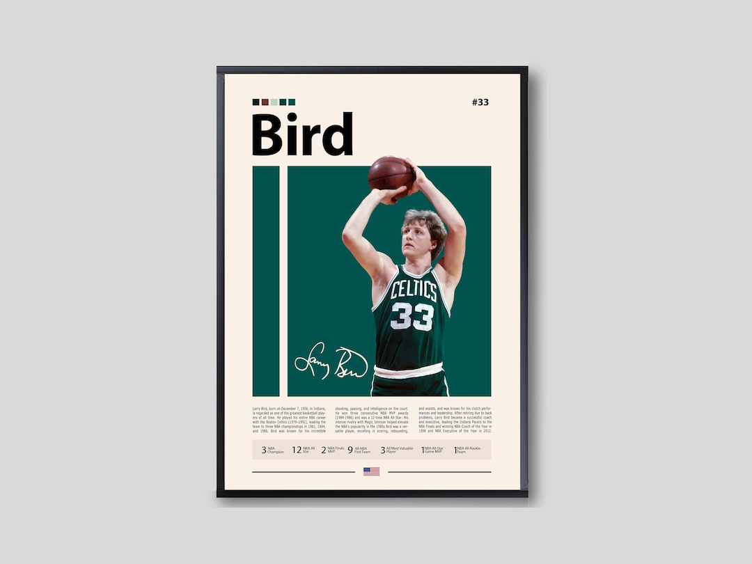 Larry Bird Poster, Boston Celtics, NBA Fans, NBA Poster, Basketball ...