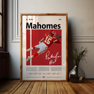 Patrick Mahomes Poster, Kansas City Chief Poster, Sports Poster, NFL ...