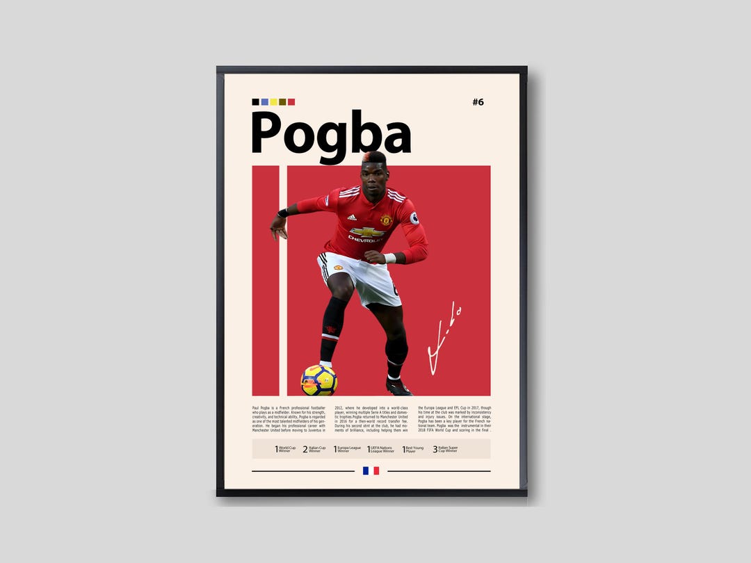 Paul Pogba Poster, Football Wall Art, Pogba Digital Art, Soccer Fan ...