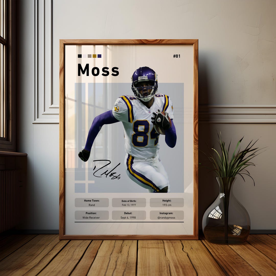 Randy Moss Poster, Minnesota Vikings, Sports Poster, NFL Poster, NFL Fans, Football Poster, Nfl ...