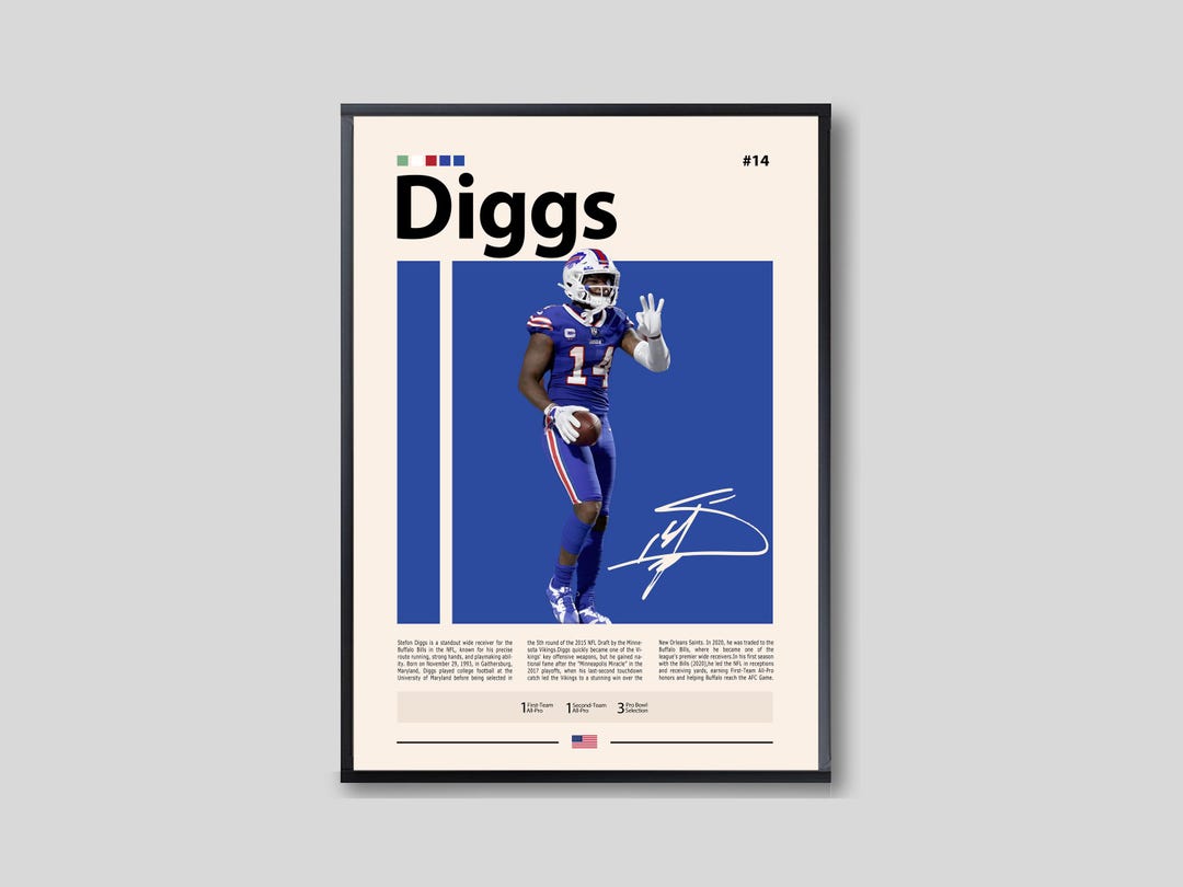 Stefon Diggs Poster, Buffalo Bills Poster, Sports Poster, NFL Poster ...