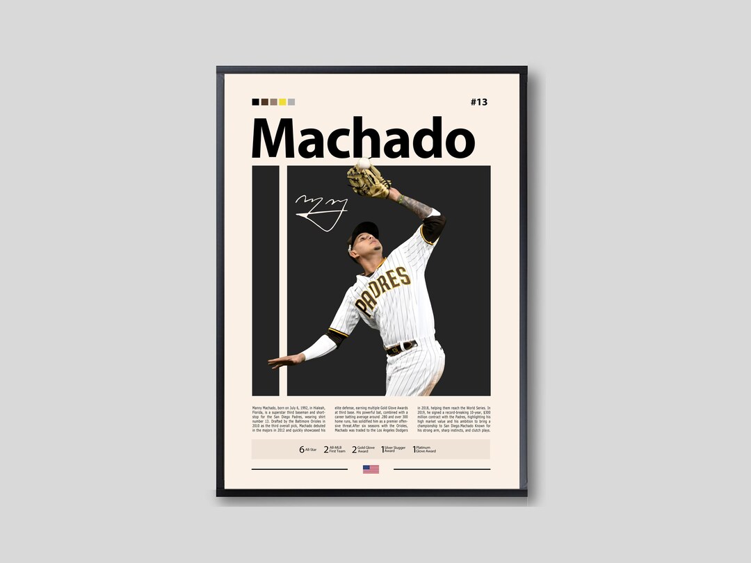Manny Machado Poster, San Diego Padres, Sports Poster, Baseball Prints ...