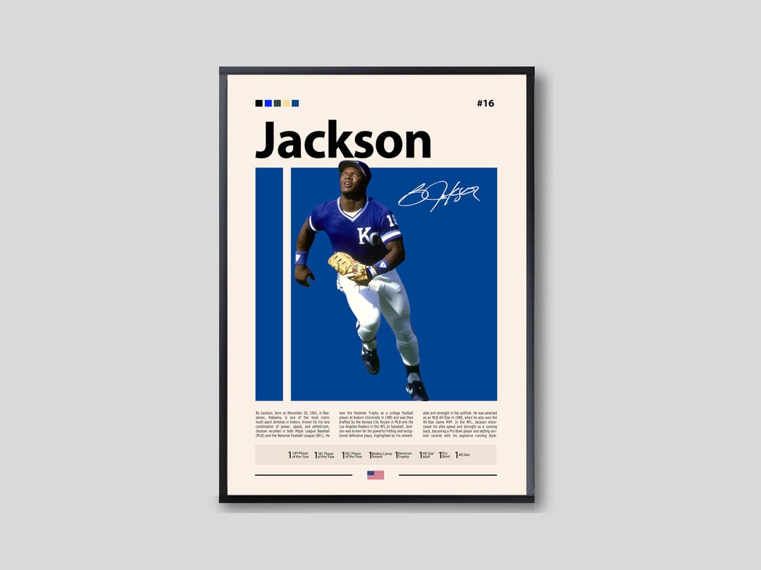 Bo Jackson Poster, Kansas City Baseball Print, MLB Poster, Sports Wall ...