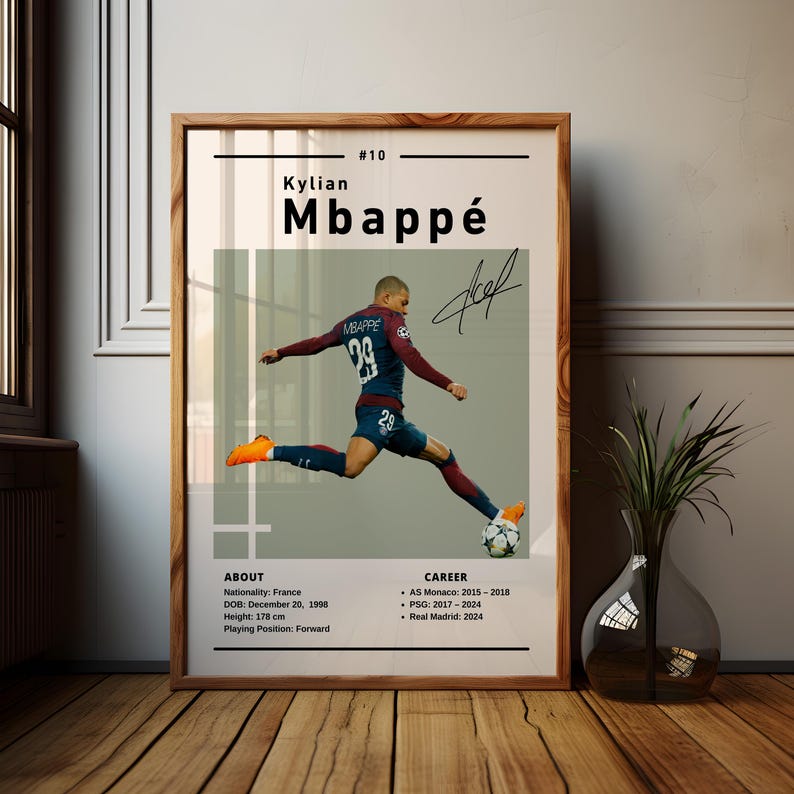 Kylian Mbappé Poster, Paris Saint Germain, Sports Poster, Soccer Gifts ...