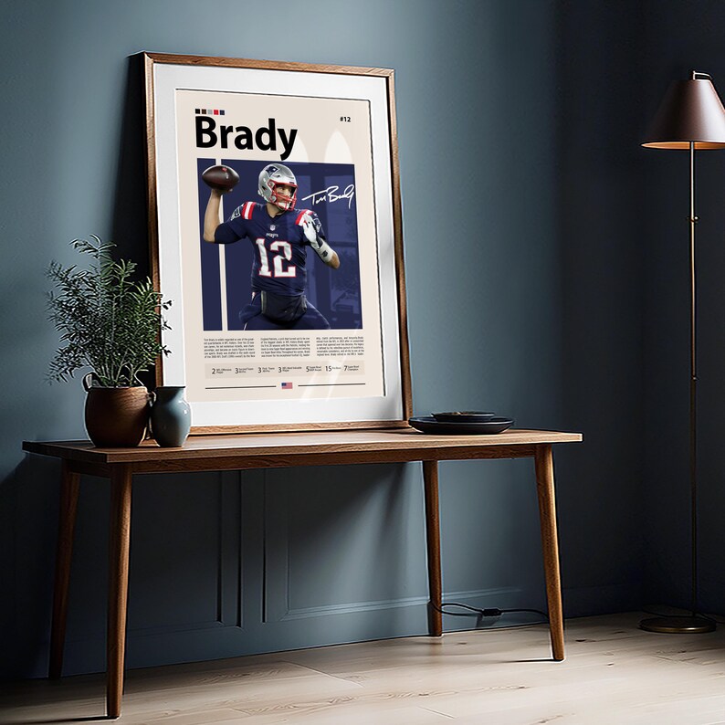 Tom Brady Poster, New England Patriots Poster, Sports Poster, NFL ...