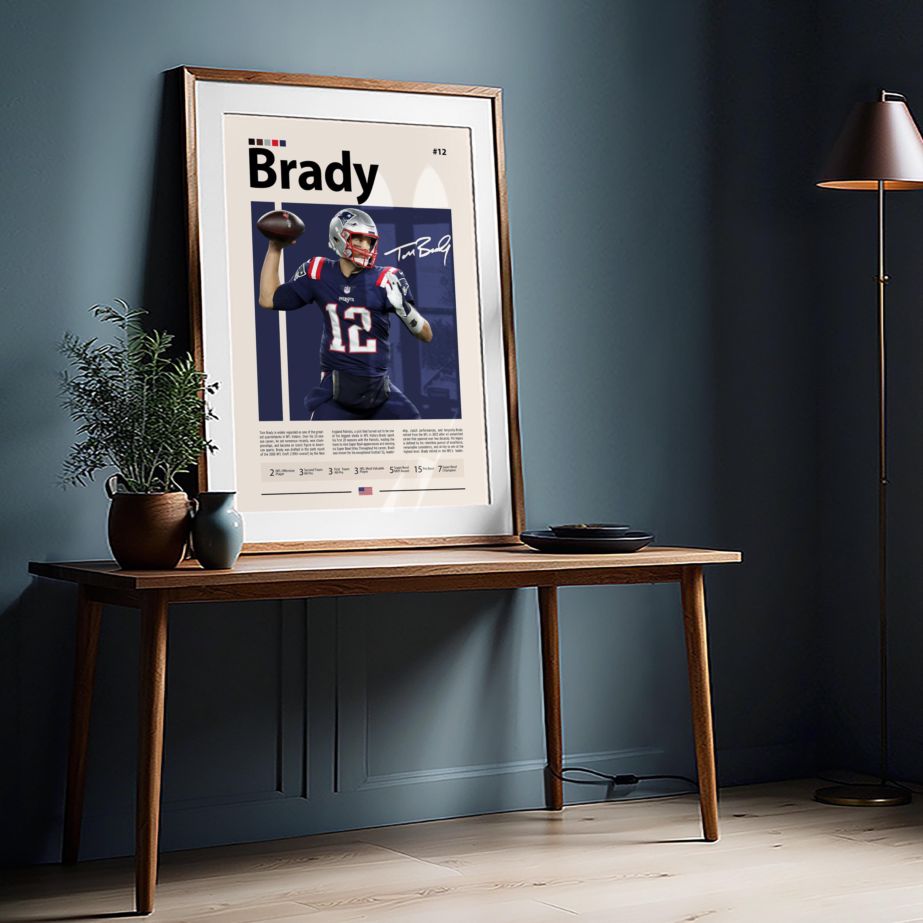 Tom Brady Poster, New England Patriots Poster, Sports Poster, NFL ...