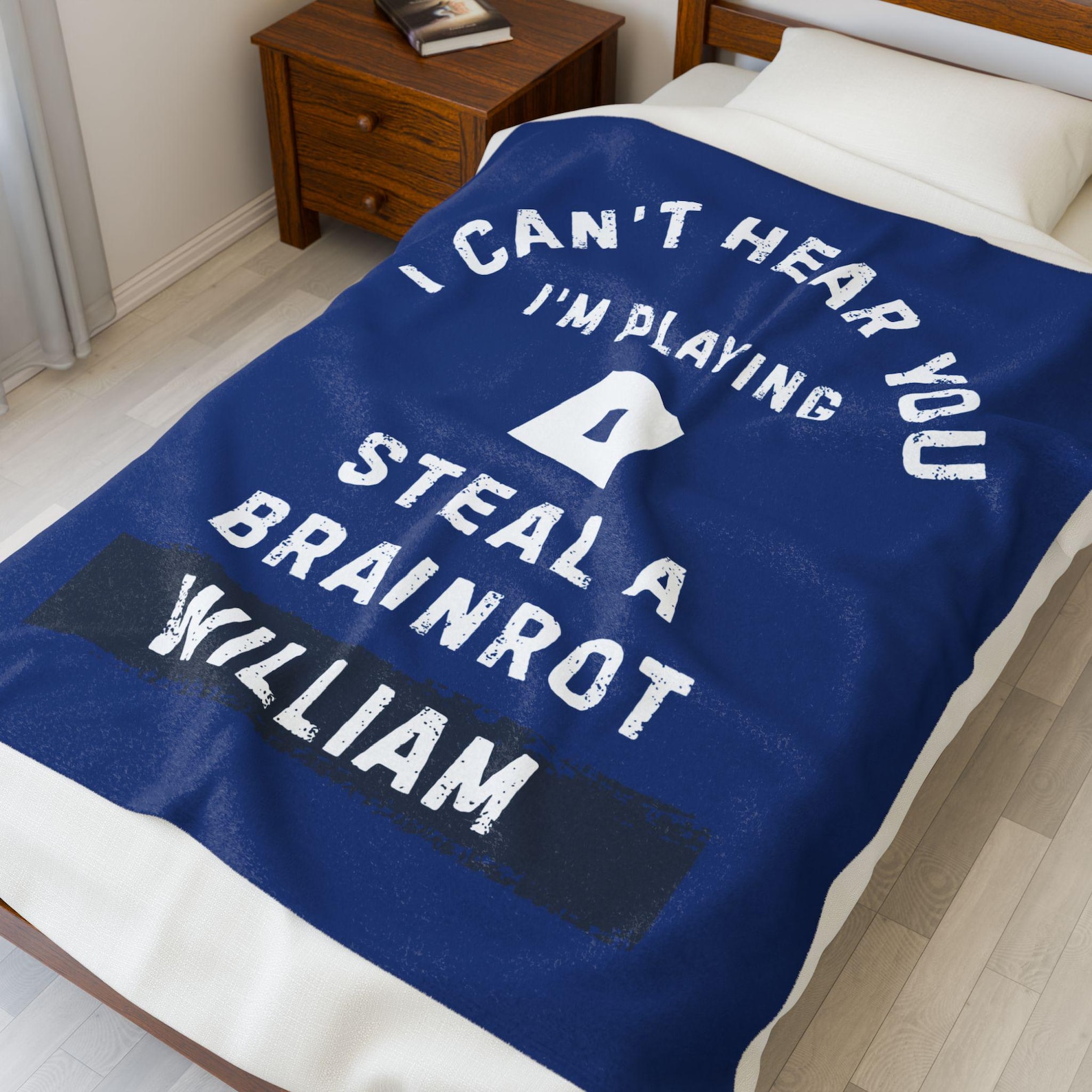 Roblox Steal a Brainrot Can't Hear You Plush Blanket With Personalized ...