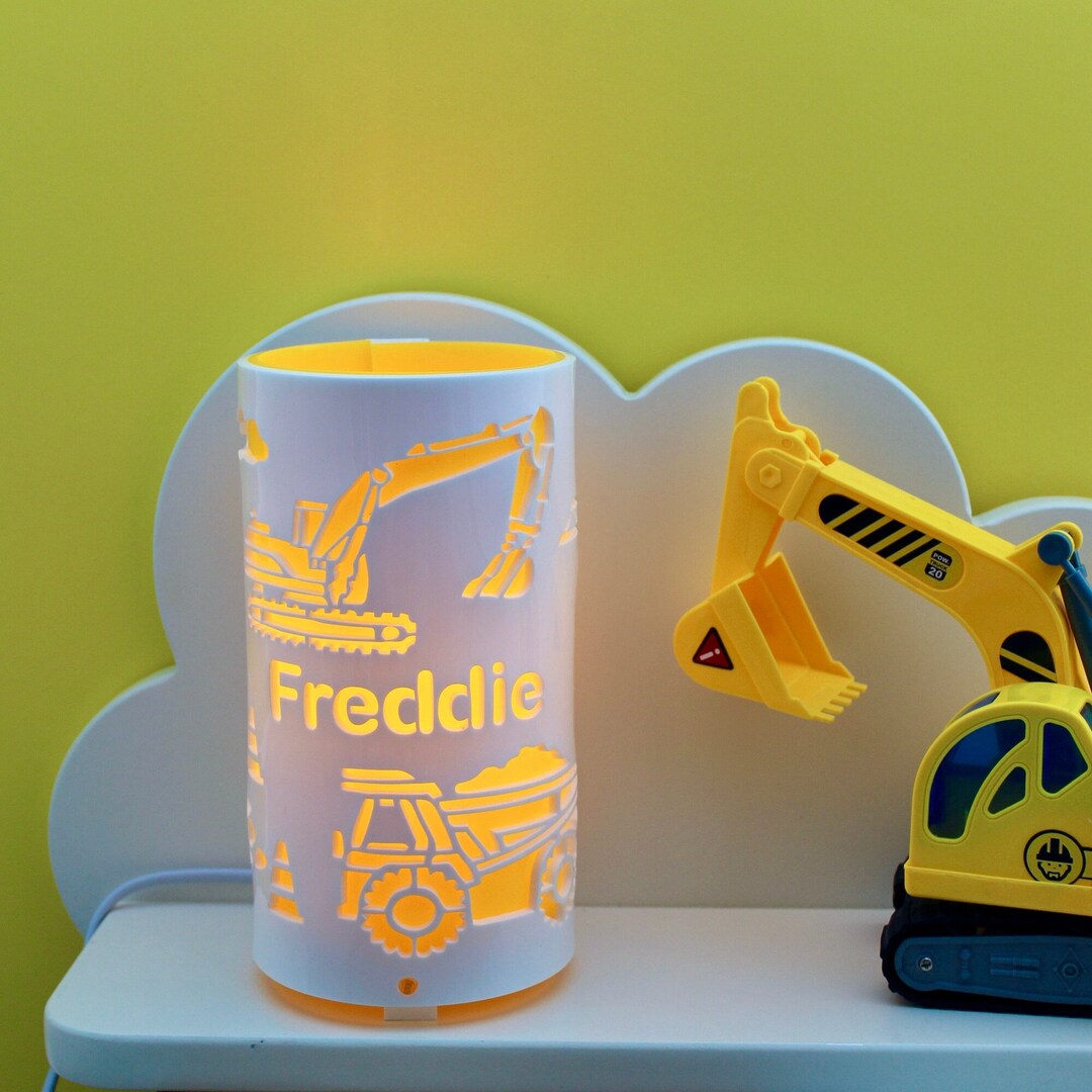 Personalised Digger and Dumper Truck Night Light Digger Light Boys ...