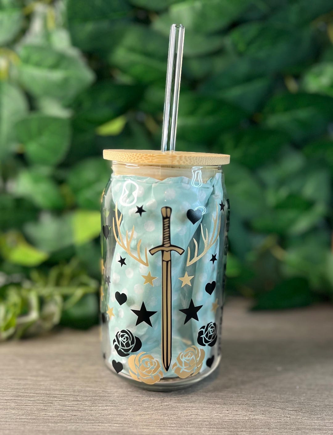 Throne of Glass Inspired Bamboo Lid and Straw Iced Coffee Cup Throne of ...