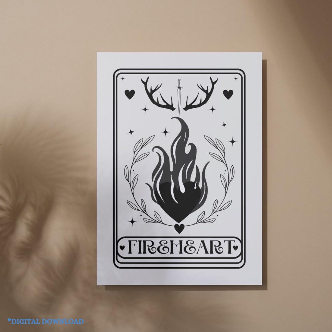Tog-fireheart-print-digital Download-throne of Glass-fantasy Book ...