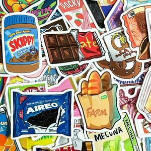 100 Random Cute Food Stickers, Waterproof Kawaii Snack Stickers ...