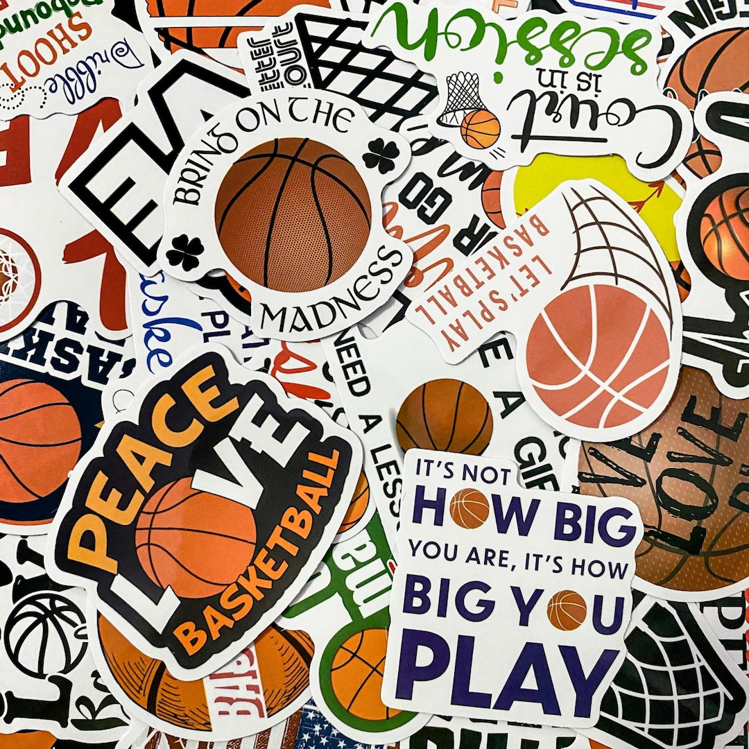 100 Random Basketball Stickers, Hoop Waterproof Sports Stickers, Fun ...