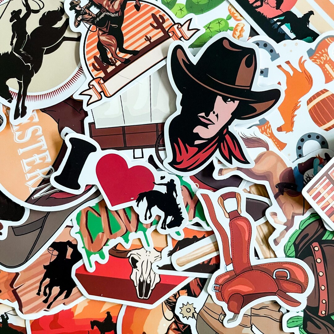 100 Random Cowboy Stickers, Wild West Stickers, Waterproof Horse ...