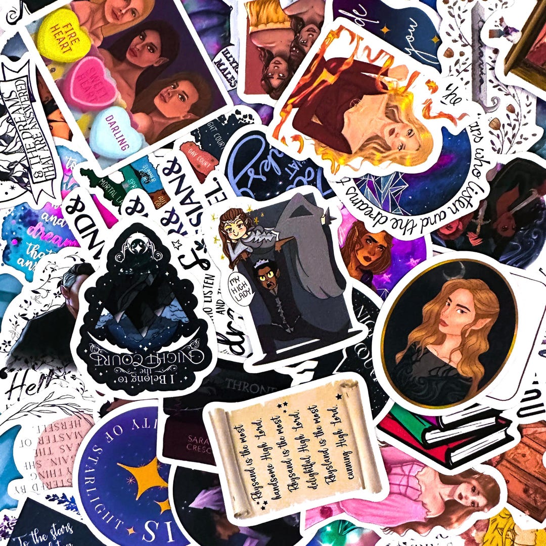 50PCS Fantasy Book Lover Sticker Pack, Acotar Bookish Sticker, Romantic ...
