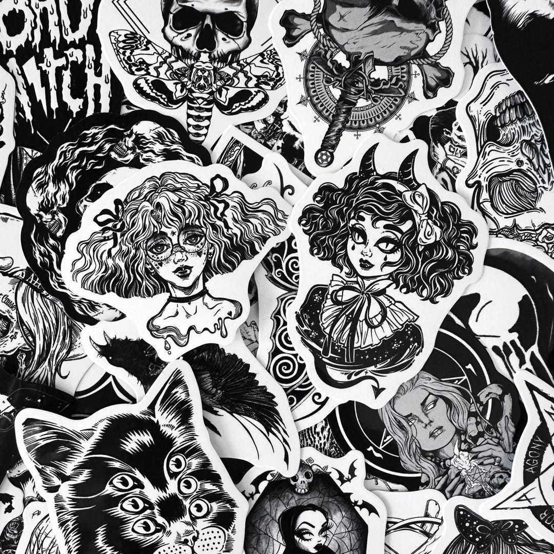 100 PCS Goth Stickers, Gothic Sticker Set for Kindle Laptop Book, Cool ...