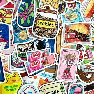 100 Random Cute Food Stickers, Waterproof Kawaii Snack Stickers ...