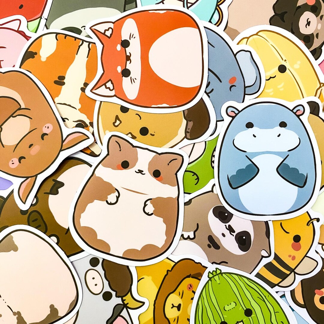 100 Random Cute Animal Stickers, Animal-themed Funny Kawaii Stickers ...
