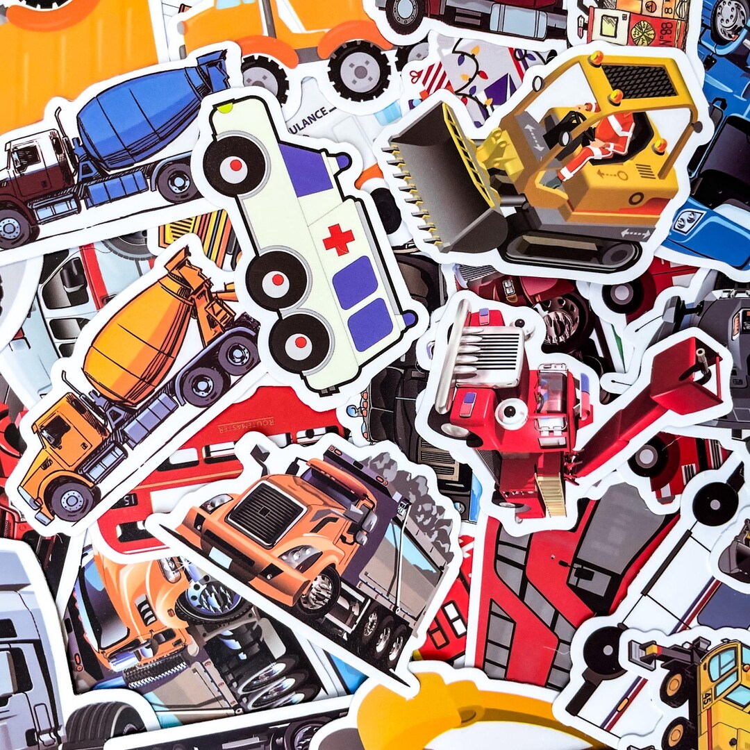 100 Random Vehicle Stickers, Construction & Rescue Stickers, Waterproof ...